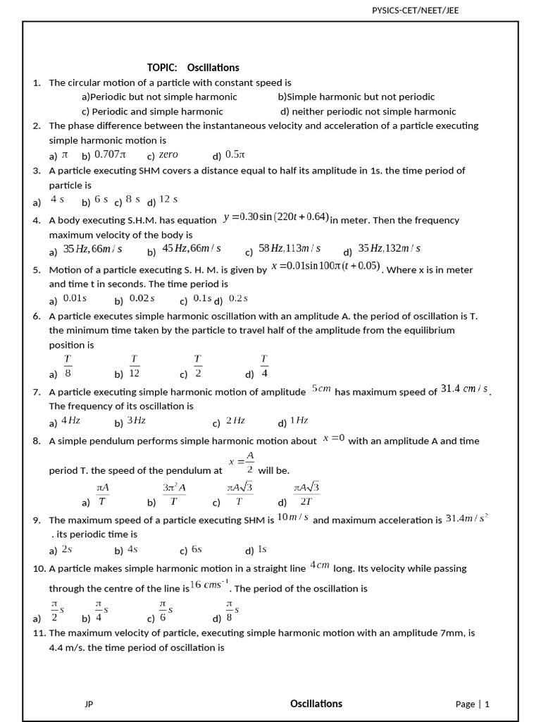 Oscillation | PDF | Pendulum | Oscillation