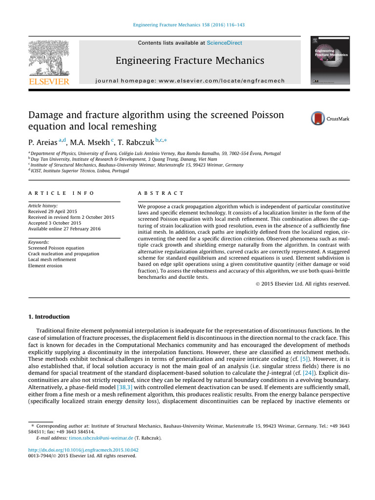 Damage and Fracture Algorithm Using The Screened Poisson Equation and ...