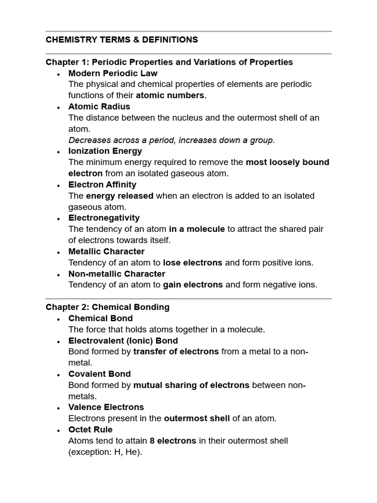 Chemistry Terms | PDF