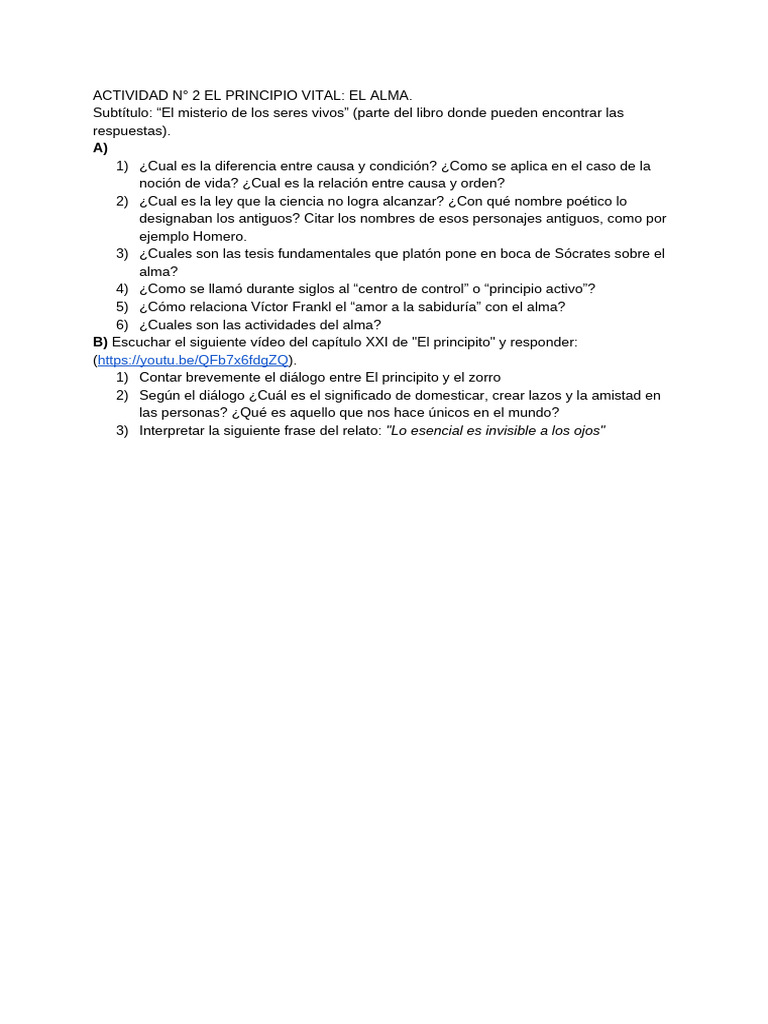 Actividad El Principio Vital | PDF