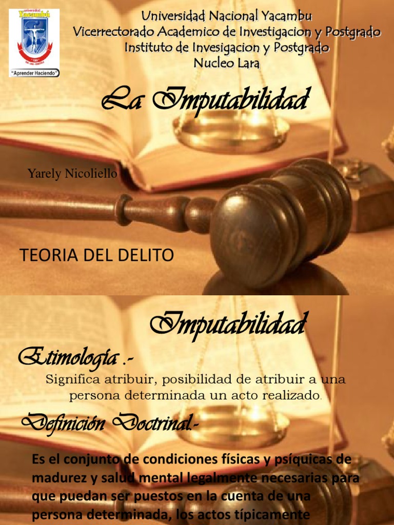 IMPUTABILIDAD E INIMPUTABILIDAD PENAL | Derecho penal | Conceptos ...
