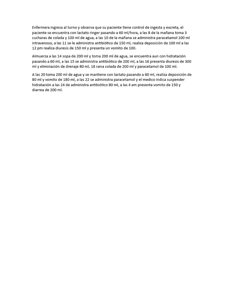 Ejercicicio de Ingesta y Excreta | PDF
