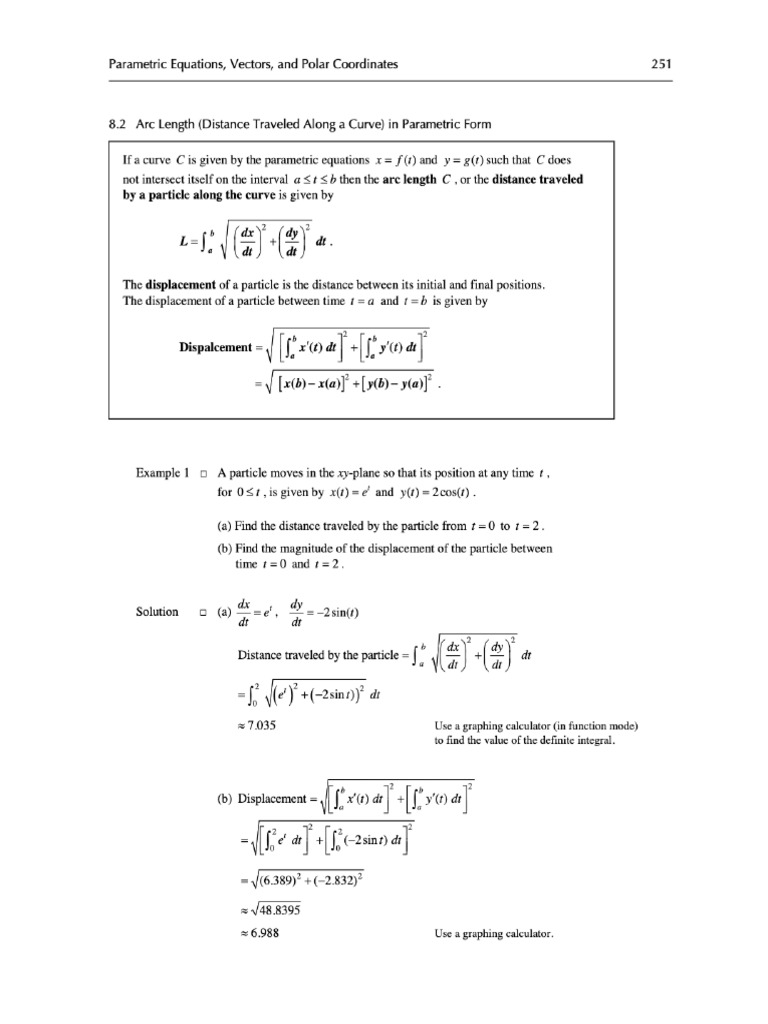 8-2 Arc Length in Parametic Form | PDF