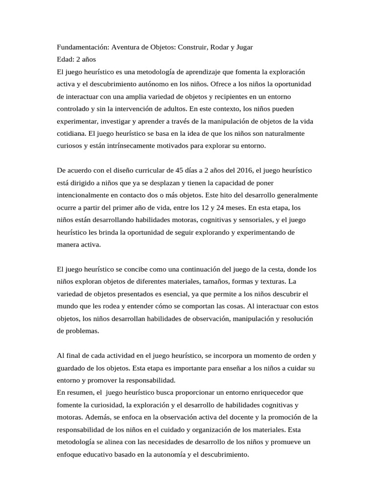 Secuencia Aventura de Objetos Construir, Rodar y Jugar | PDF ...