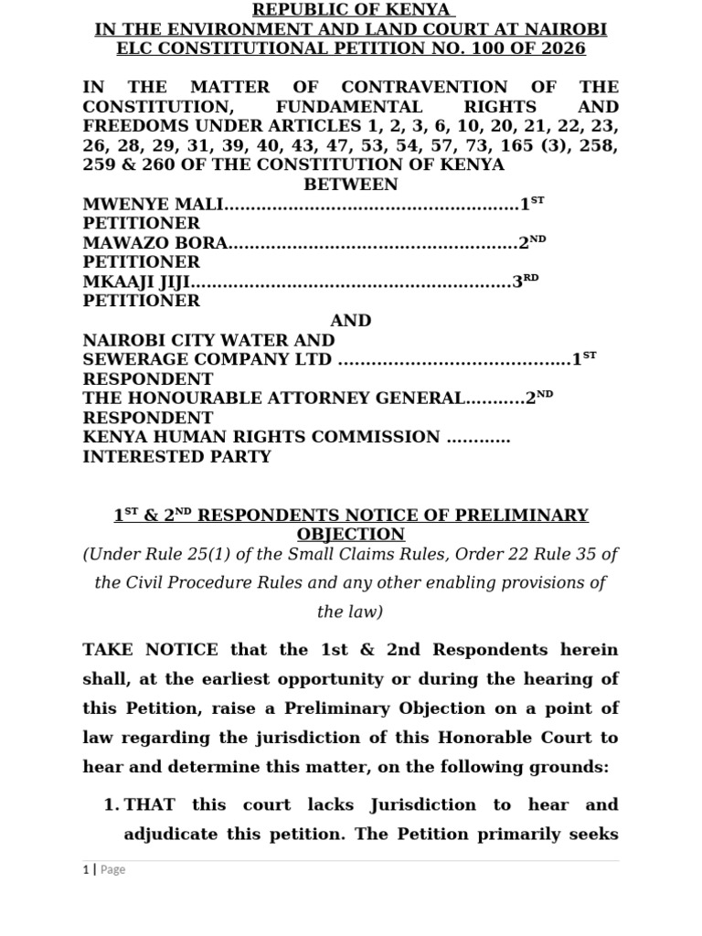 Preliminary Objection Draft | PDF | Justice | Crime & Violence