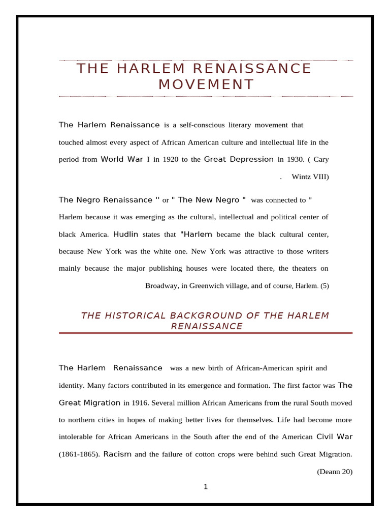 THE HARLEM RENAISSANCE MOVEMENT Langston | PDF | Harlem Renaissance
