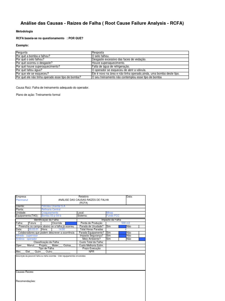 Exemplo de RCFA - Causa Raíz | PDF