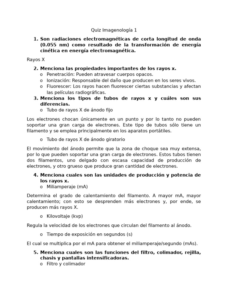 Quiz Primer Parcial | PDF | Rayo X | Ultrasonido