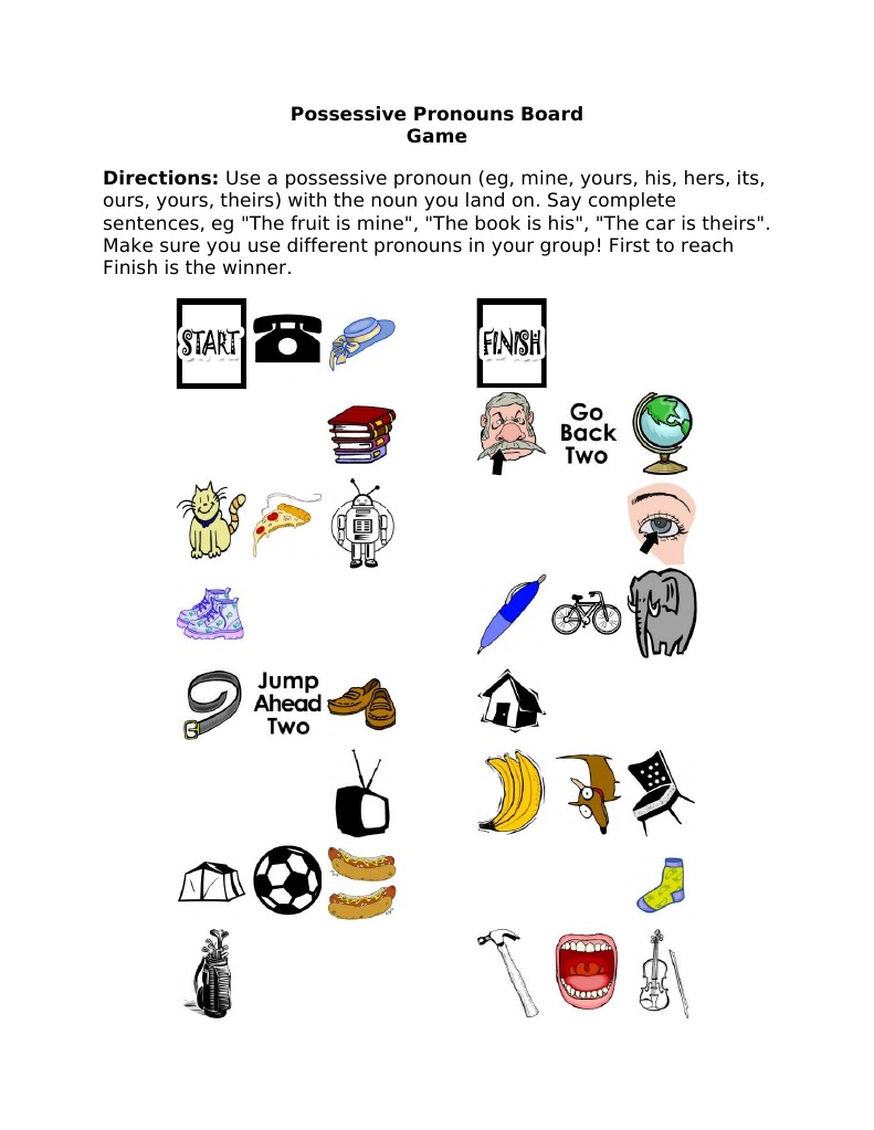 Possessive Pronouns Board Game | PDF