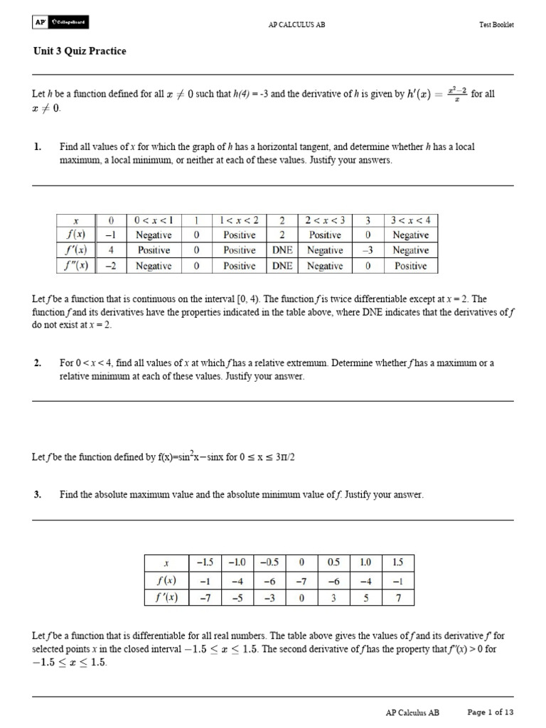 Unit 3 Quiz Practice AP Classroom | PDF