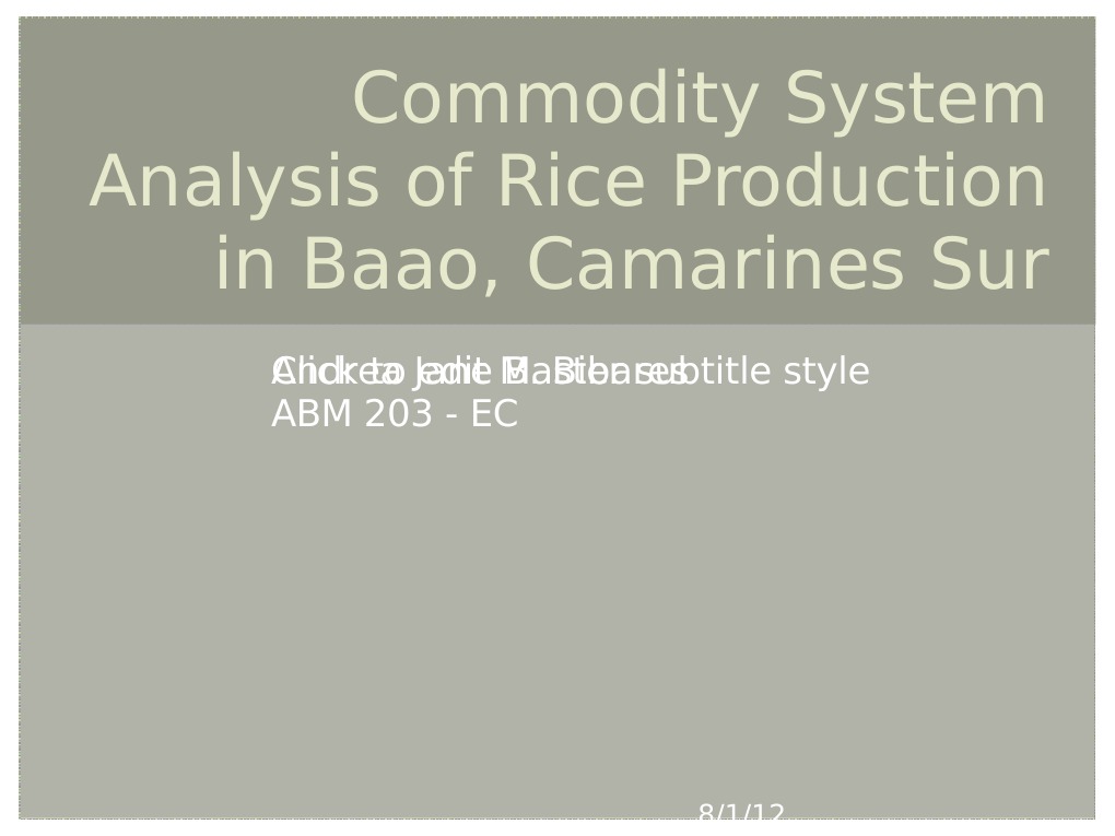 Rice Commodity System in Baao Analysis | PDF | Rice | Organic Farming