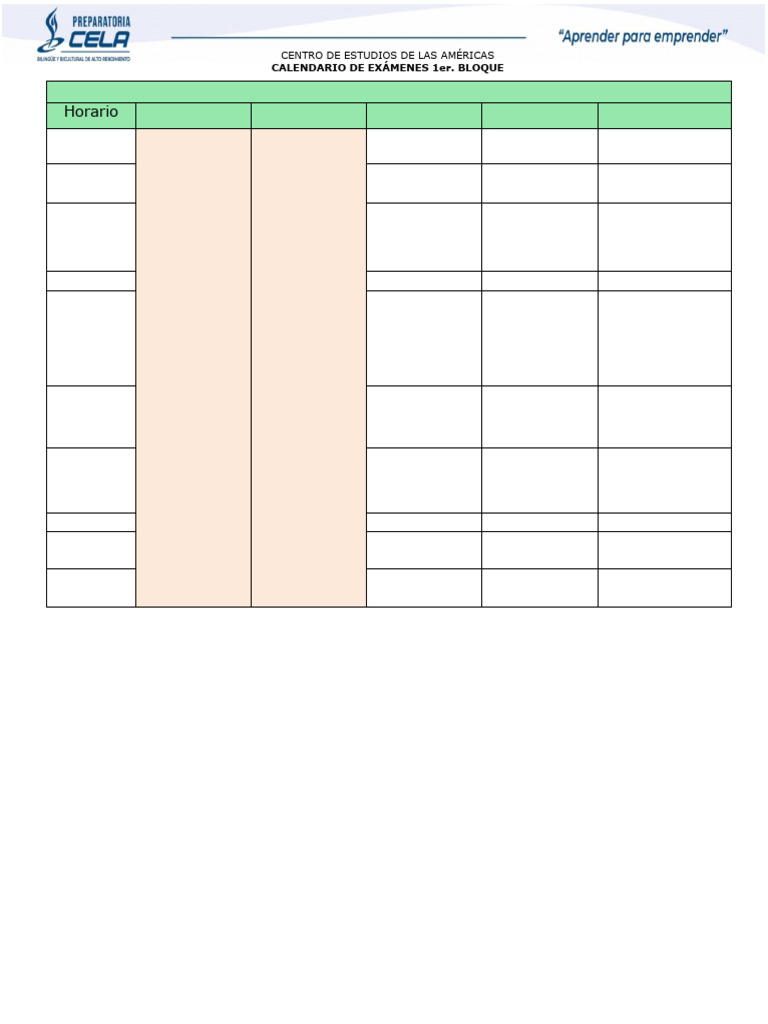 Calendario ExÃ¡menes Bloque I (Sem 6) | PDF