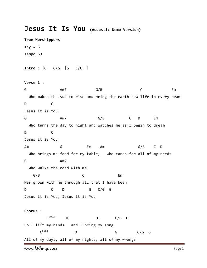 Jesus It Is You: (Acoustic Demo Version) True Worshippers | PDF