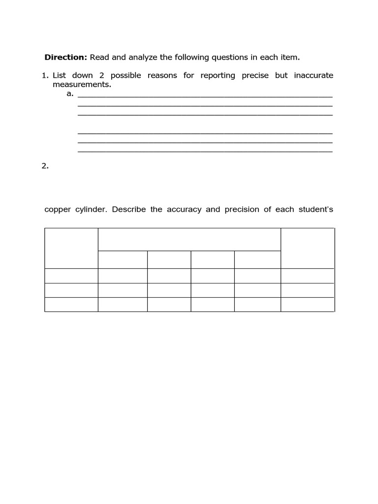 Lab Exercise 1 - Accuracy & Precision | PDF