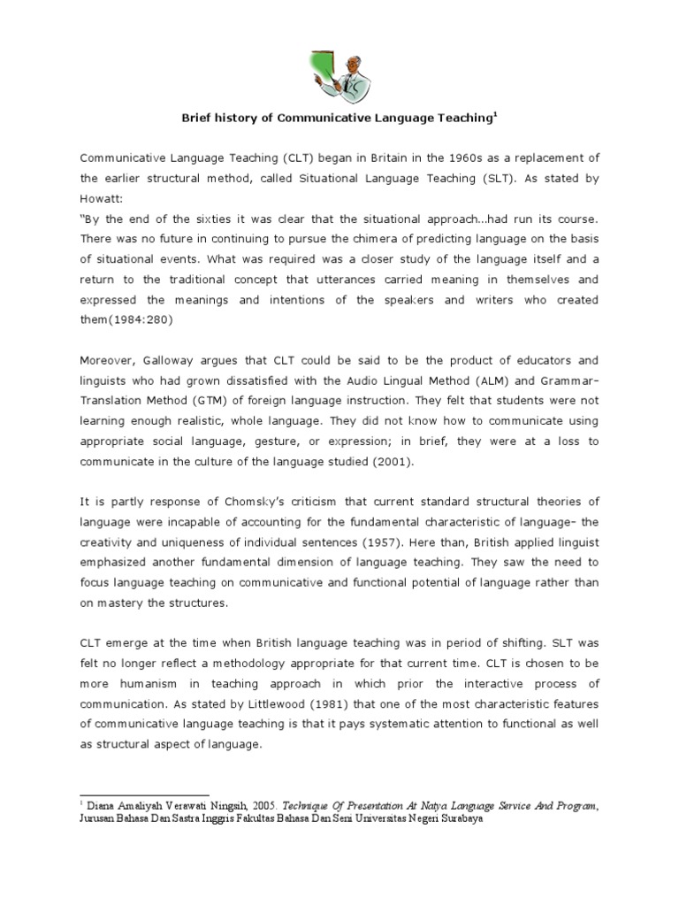 Brief History of Communicative Language Teaching | PDF