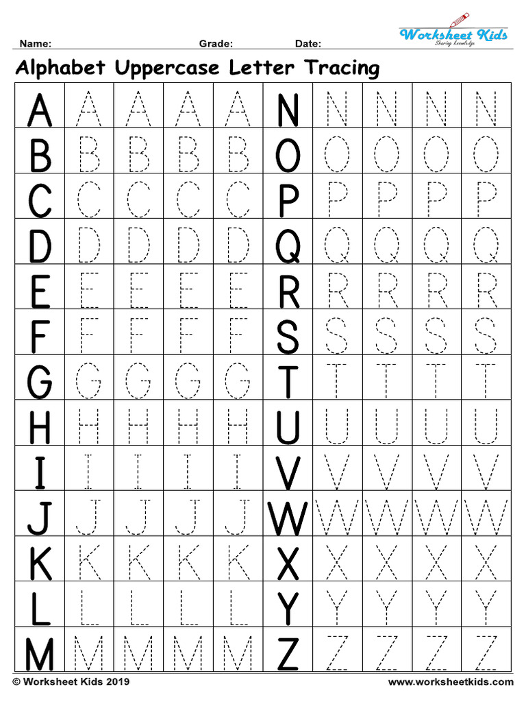 Uppercase Letter Writing Practice Sheet | PDF
