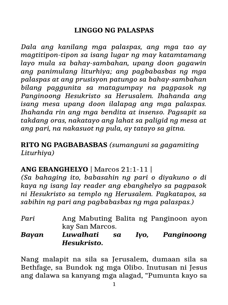 Linggo NG Palaspas 2026 | PDF