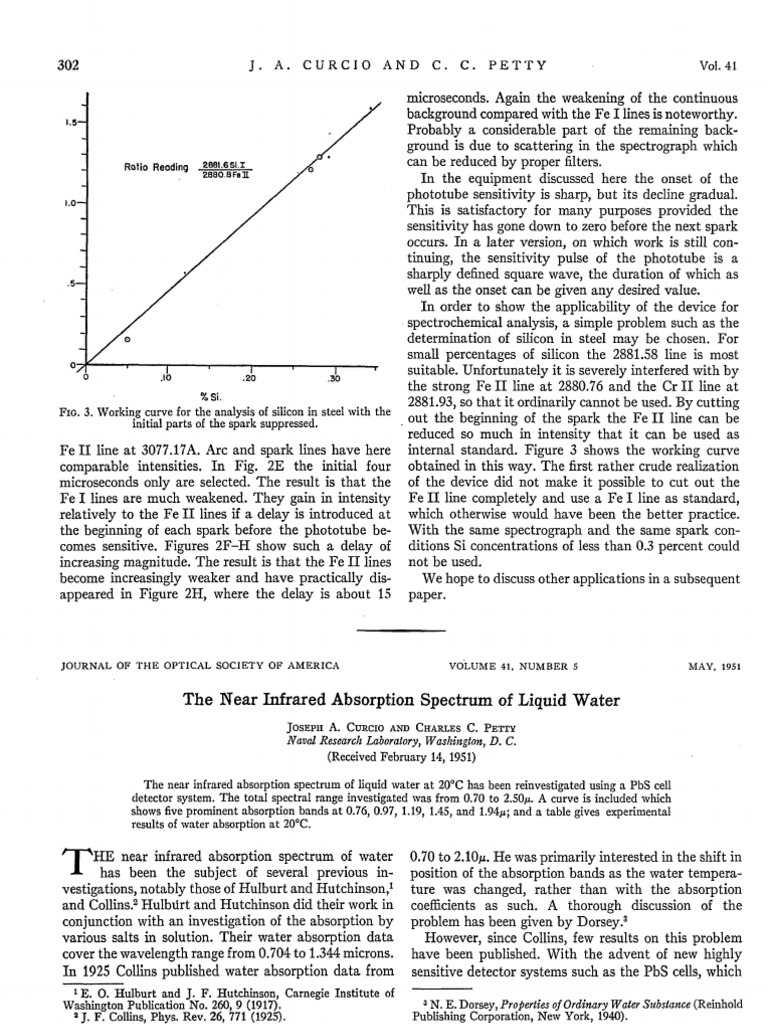 The Near Infrared Absorption Spectrum of Liquid Water | PDF ...