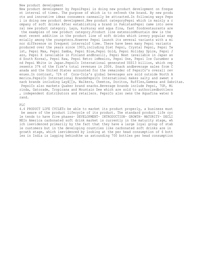 New Product Development of Pepsi | PDF | Pepsi | Pepsi Co