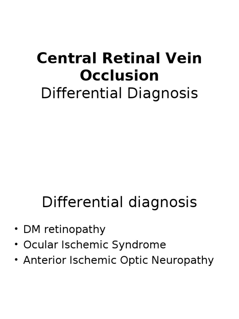 Central Retinal Vein Occlusion Insights | PDF | Ischemia | Human Eye