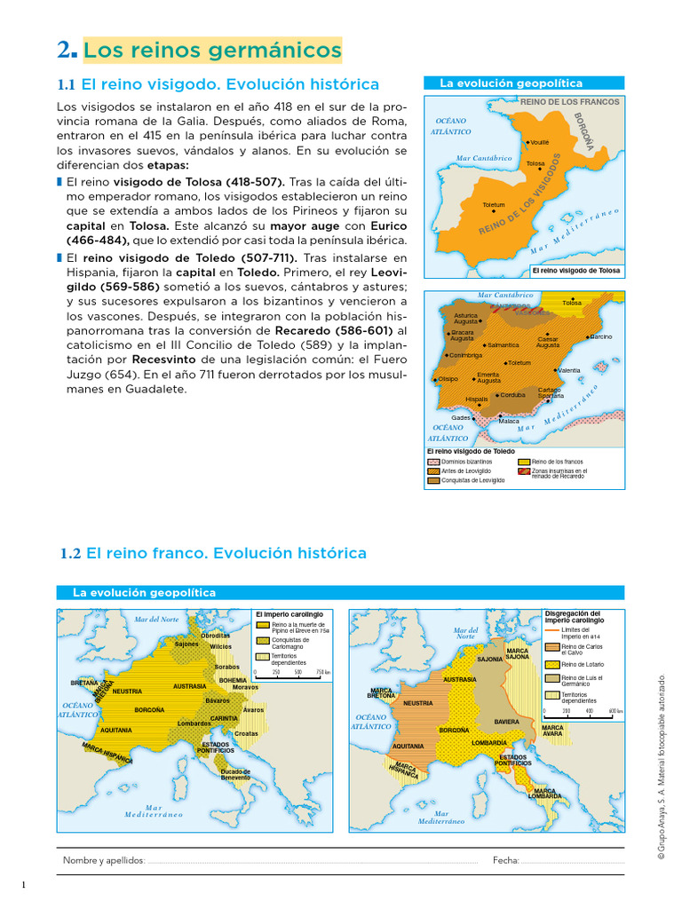 2 Los Reinos Germánicos. El Reino Visigodo | PDF | Europa | Edad Media ...