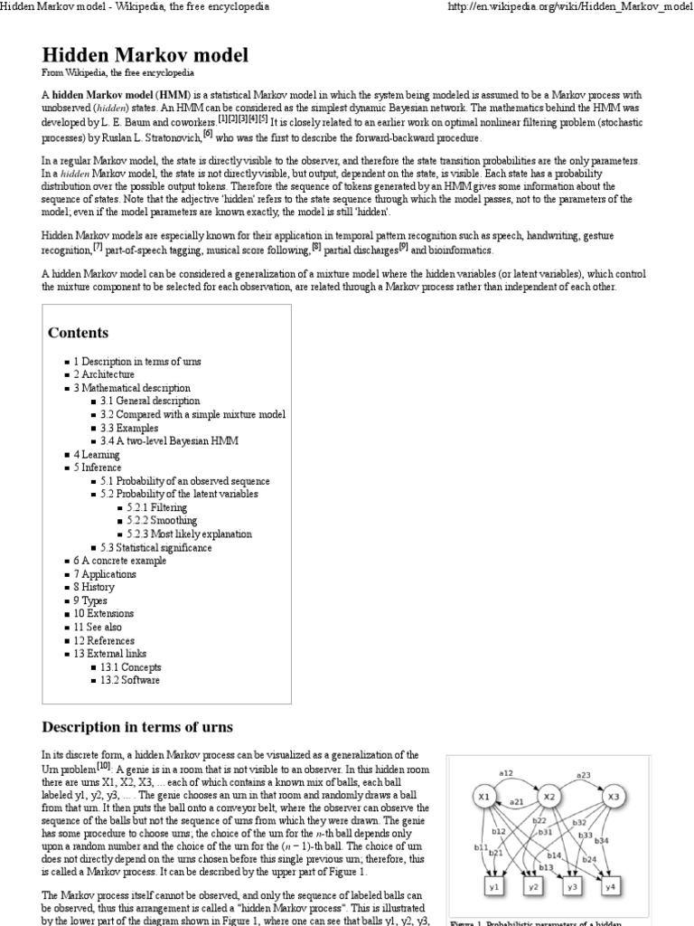 Hidden Markov Model - Wikipedia, The Free Encyclopedia | PDF ...