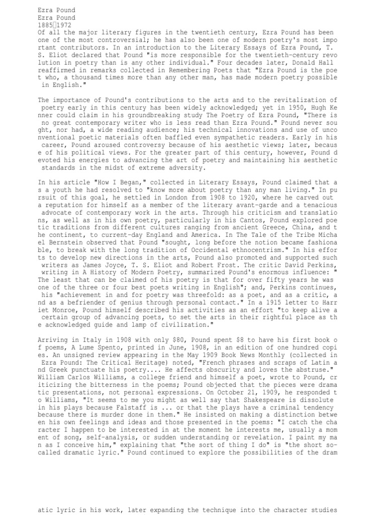 Ezra Pound | PDF | T. S. Eliot | James Joyce
