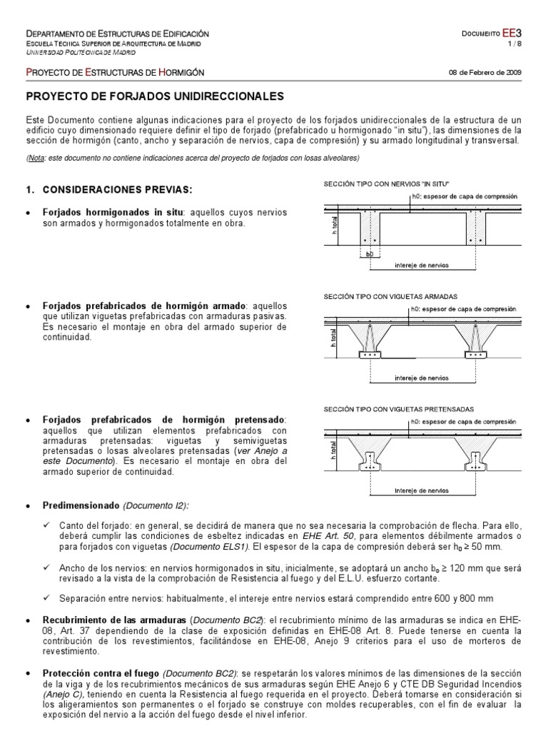 Forjados Unidireccionales 2009 | PDF | Ingeniería mecánica | Ingeniería ...