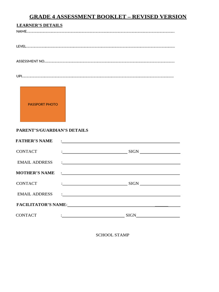 Grade 4 Assessment Book | PDF
