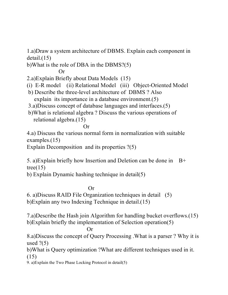DBMS Model Question Paper | PDF