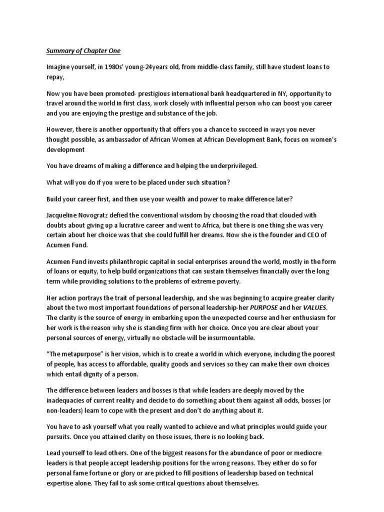 Summary of Chapter One - Too Many Bosses, Too Few Leaders | PDF | Self ...