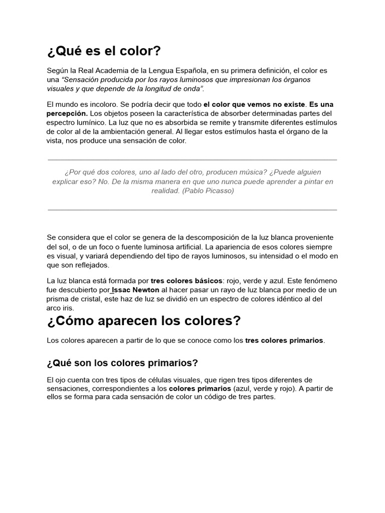 ¿Qué Es El Color - Tecno 1 | PDF | Color | Magenta