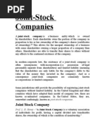 Introduction - Joint Stock Company | Joint Stock Company | Companies