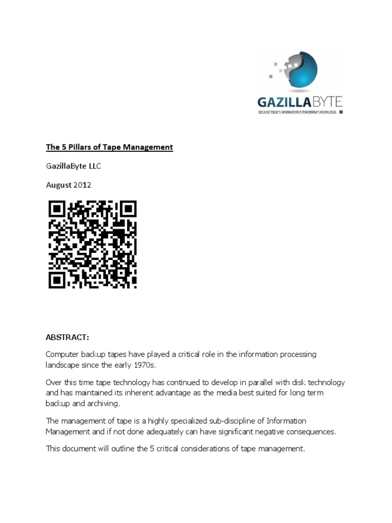The 5 Pillars of Tape Management | PDF | Backup | Disaster Recovery