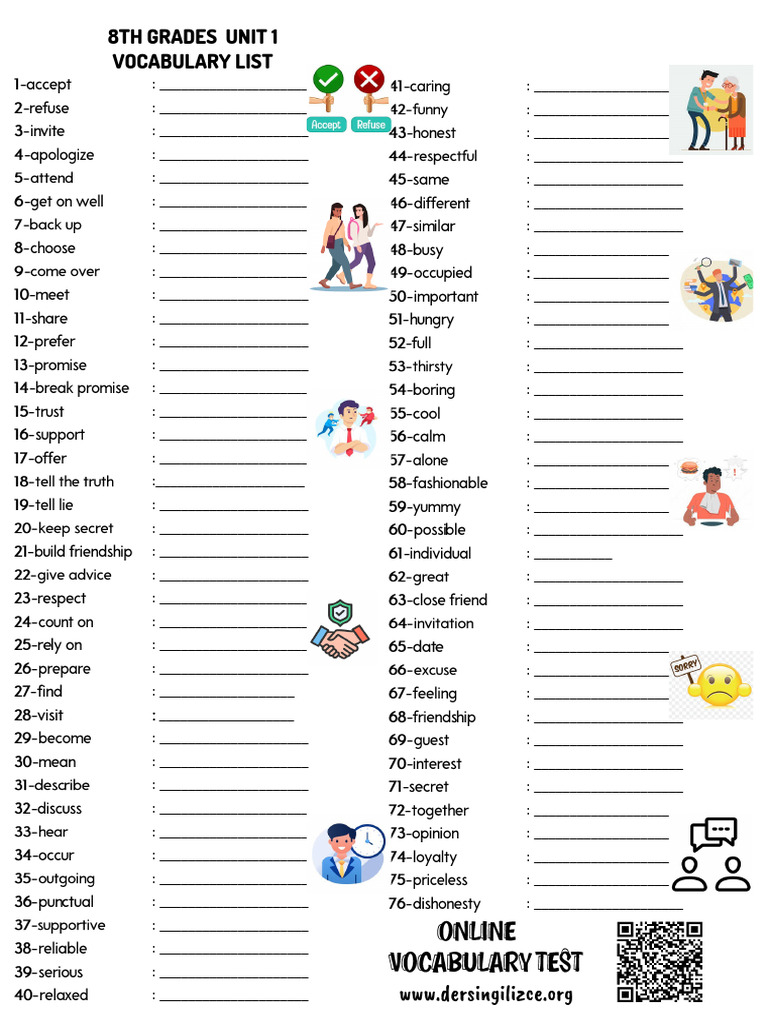 8Th Grades Unit 1 Vocabulary List | PDF