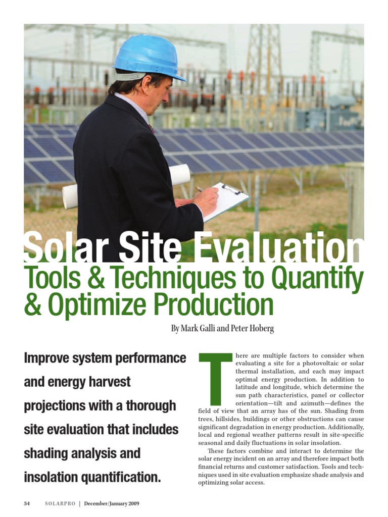 SolarPro Solar Site Evaluation | PDF | Sun | Solar Energy