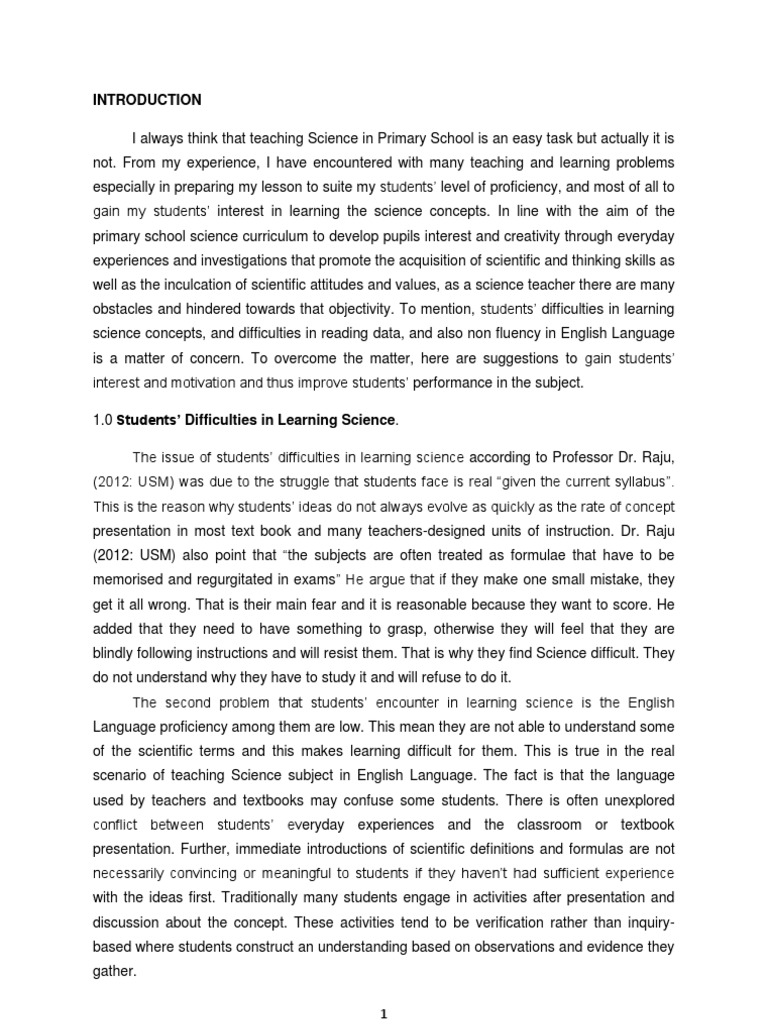 My Teaching Experience As A Science Teacher in Primary School | PDF ...
