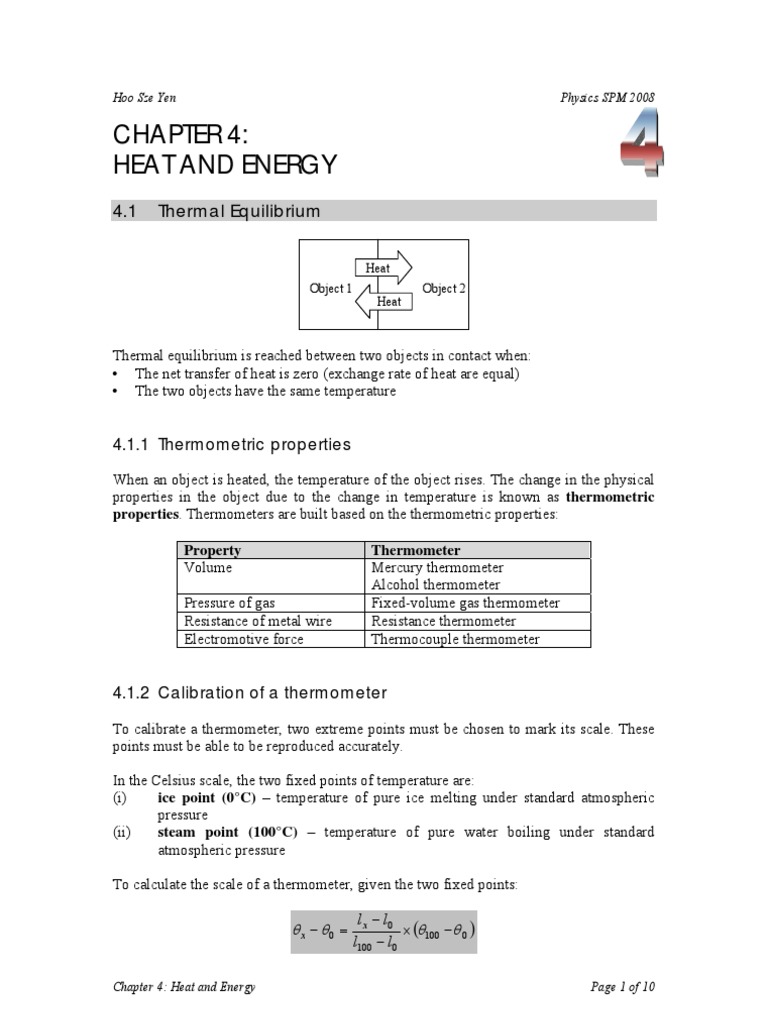 Chapter 4:physics:form 4 | PDF | Thermometer | Liquids