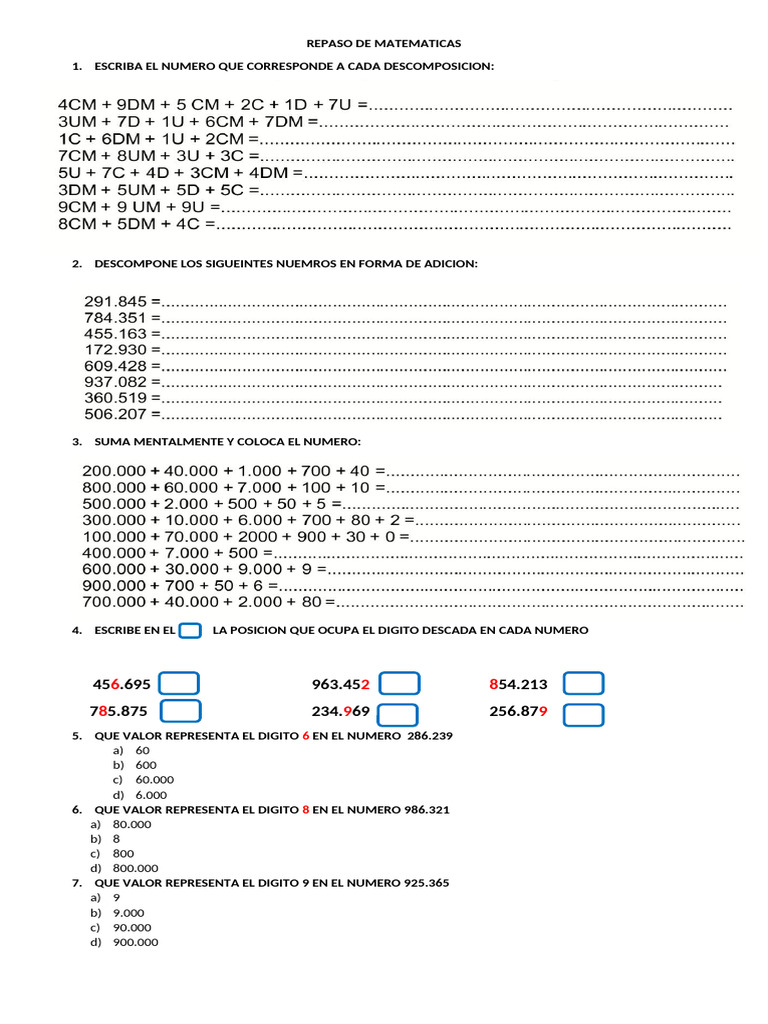 Repaso de Matematicas 1 | PDF