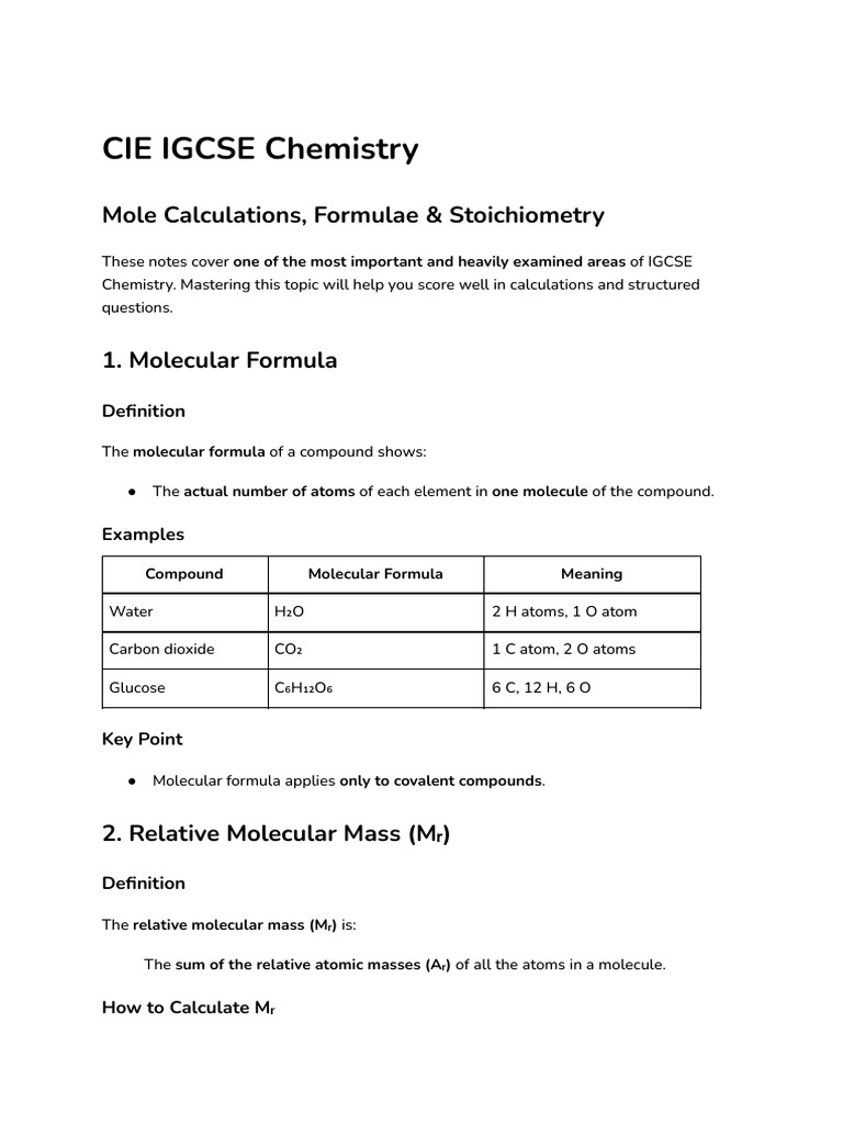04 Stoichiometry Chemistry Notes | PDF