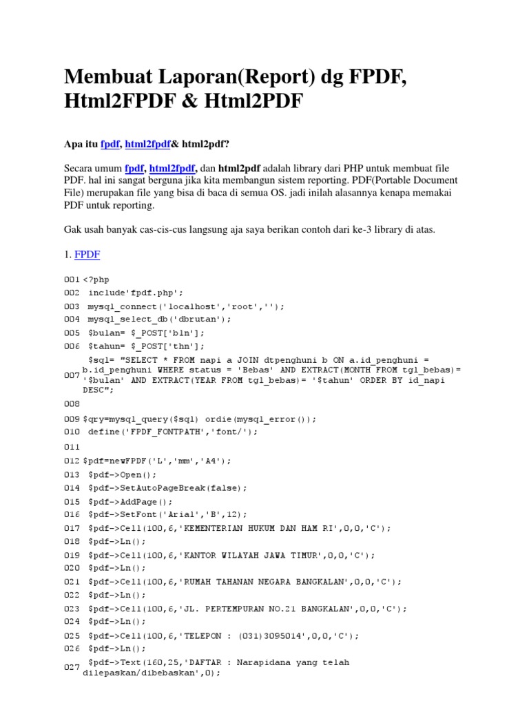 Membuat Laporan PDF Dengan HTML2PDF | PDF | Komputer | Teknologi & Rekayasa