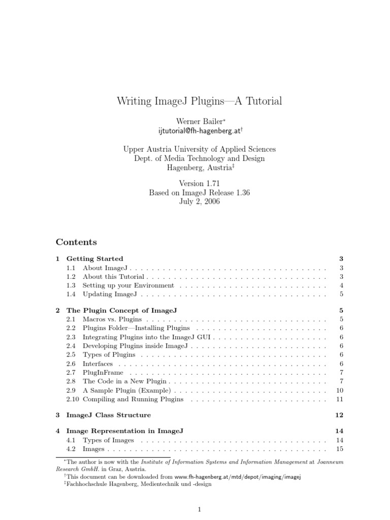 Writing ImageJ Plugins - A Tutorial | PDF