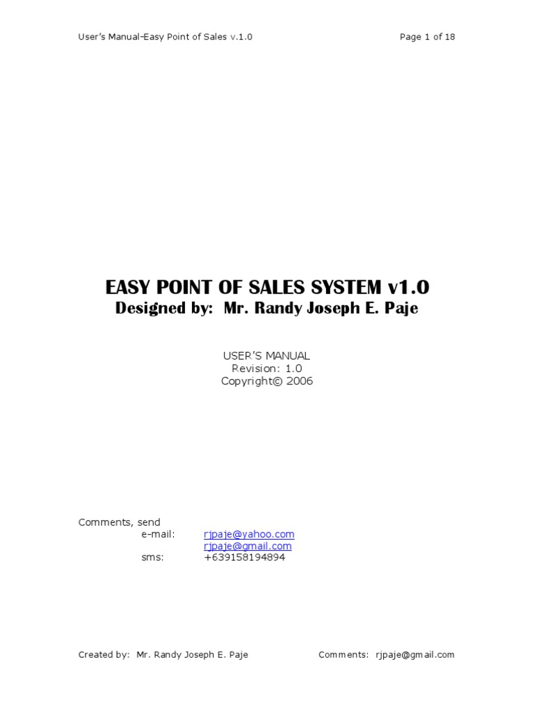 Easy POS User's Manual | PDF | Point Of Sale | Information Technology ...