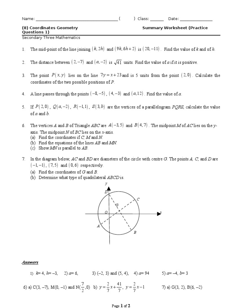 Practice Questions For CoordinateGeometry | PDF | Teaching Methods ...