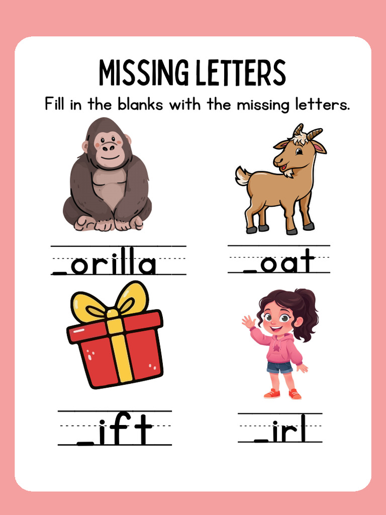 Missing Letters Activity Worksheet | PDF