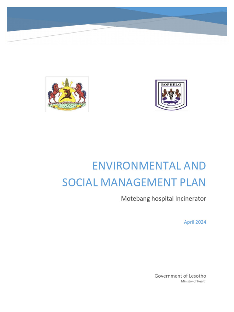 Incinerators Esmp - Motebang Hospital | PDF