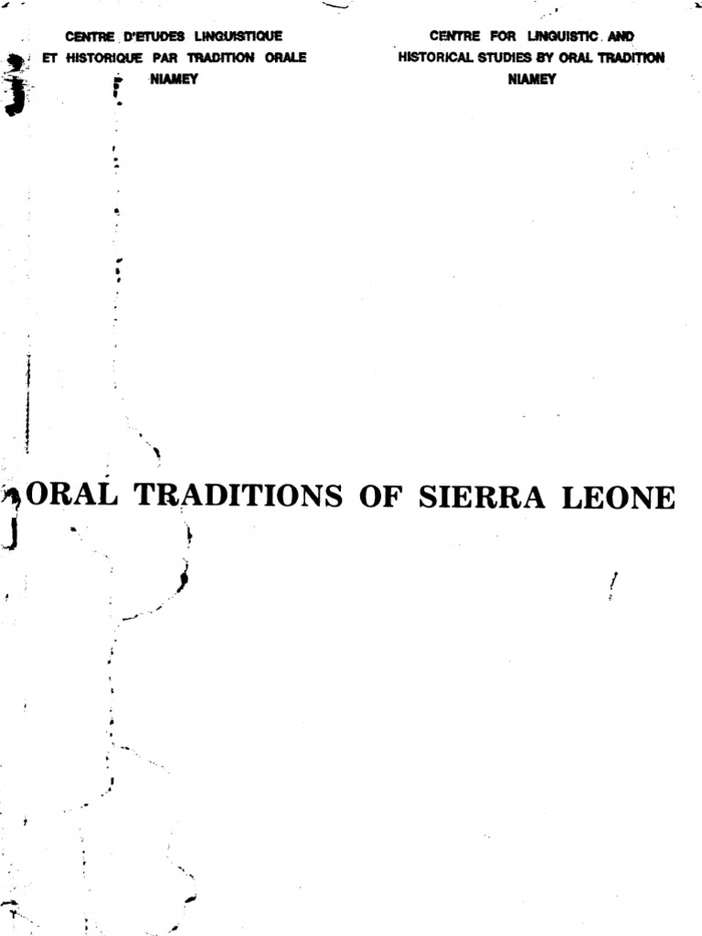 Oral Traditions of Sierra Leone (C. MAGBAILY FYLE) | PDF | Sierra Leone ...