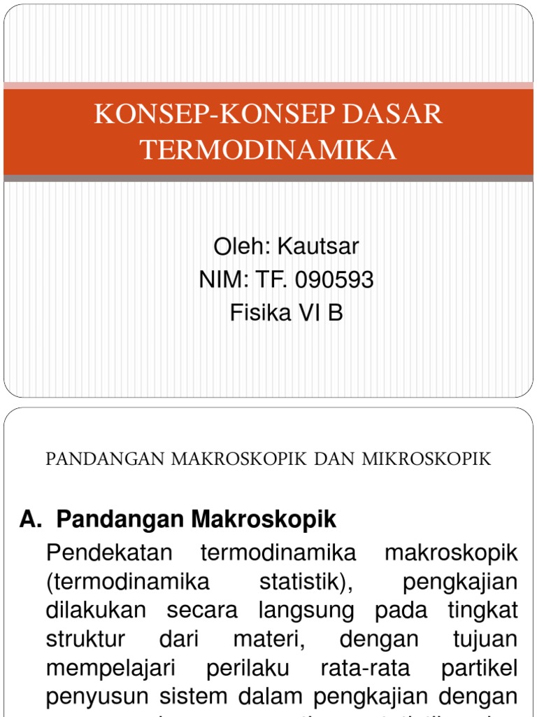 Konsep-Konsep Dasar Termodinamika | PDF