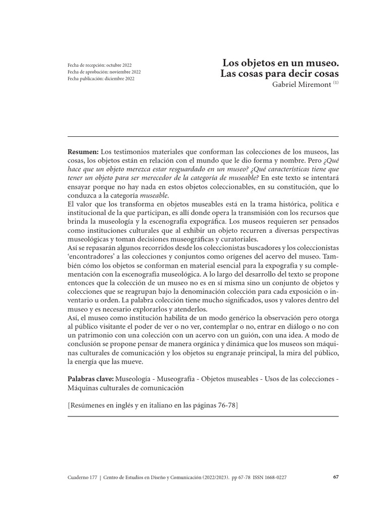Los Objetos en Un Museo - Las Cosas para Decir Cosas | PDF | Museo ...