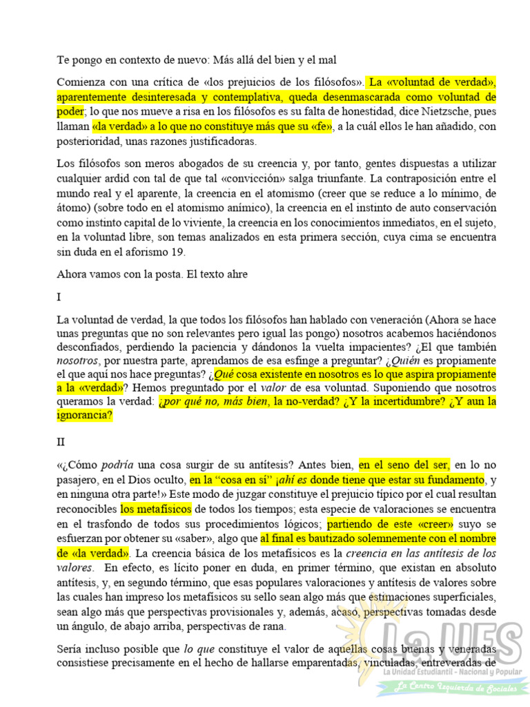 Más Allá Del Bien y El Mal | PDF | Verdad | Immanuel Kant